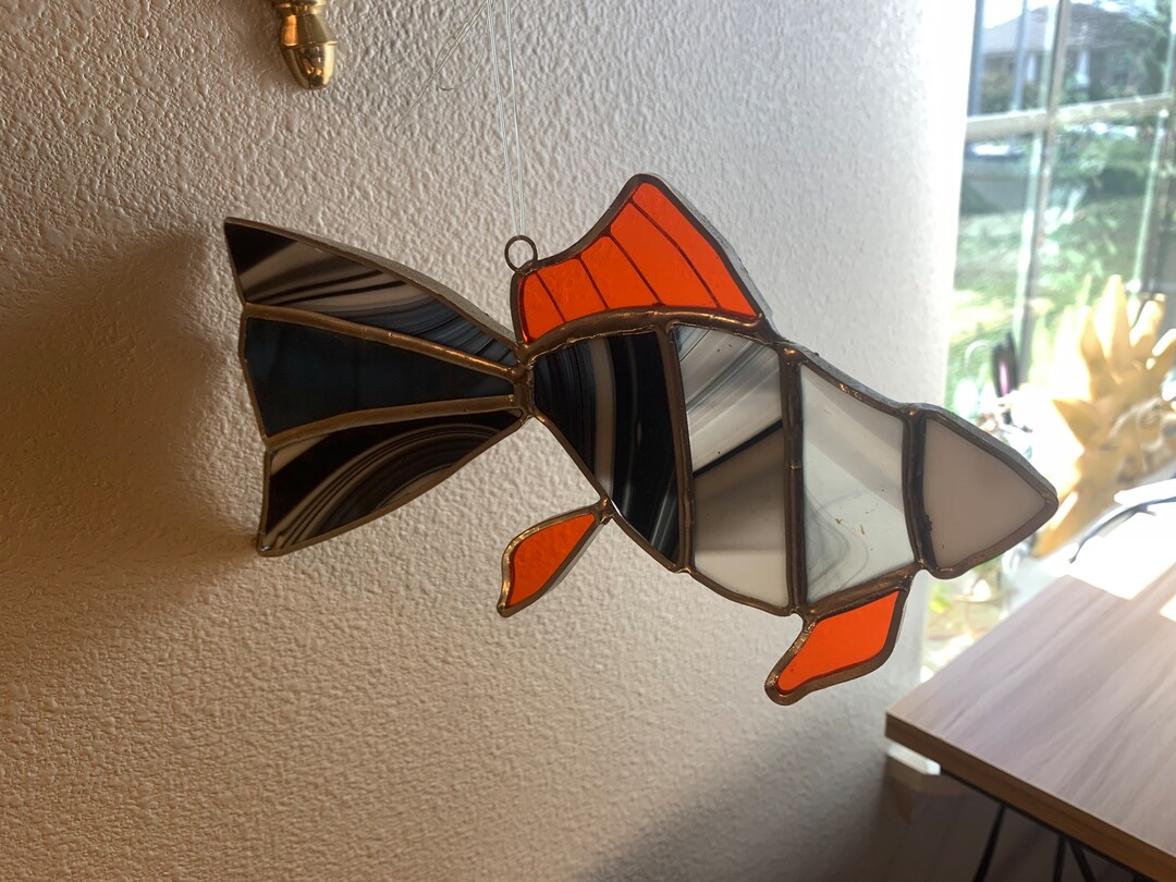 Vintage Stained Glass Goldfish Suncatcher. Stained Glass Art. Ocean ...