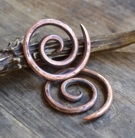 Spiral Gauge Earrings Boho Ear Weight Copper Ear Weight | Etsy
