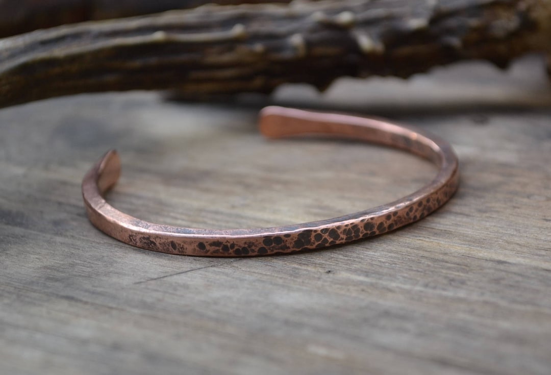 Simple Copper Bracelet, Adjustable Copper Bracelet, Textured Copper ...