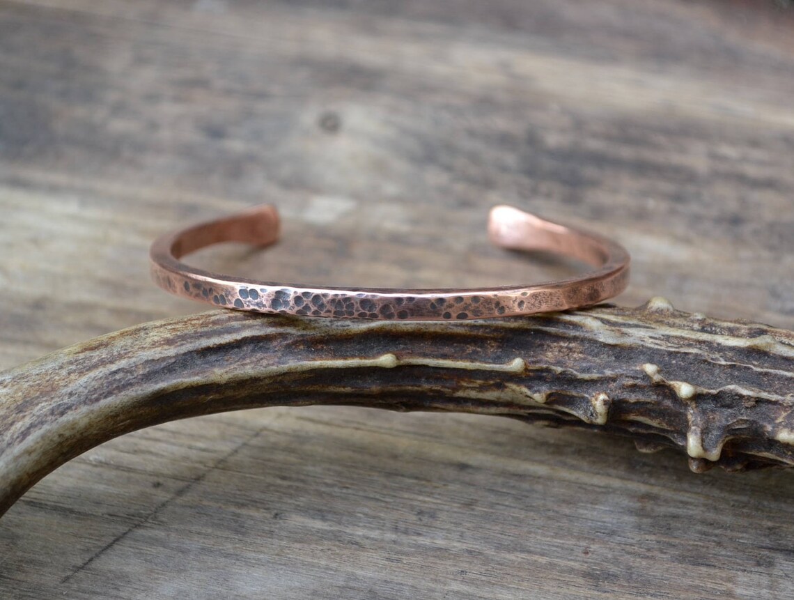 Simple Copper Bracelet, Adjustable Copper Bracelet, Textured Copper ...
