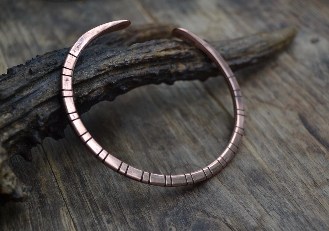 Men's Copper Bracelet, Men's Rustic Bracelet, Hammered Copper Bracelet ...