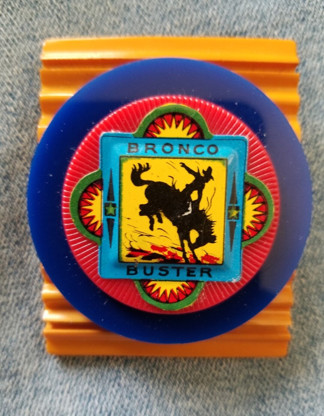 Vintage Tin Bronco Buster Pin - Etsy