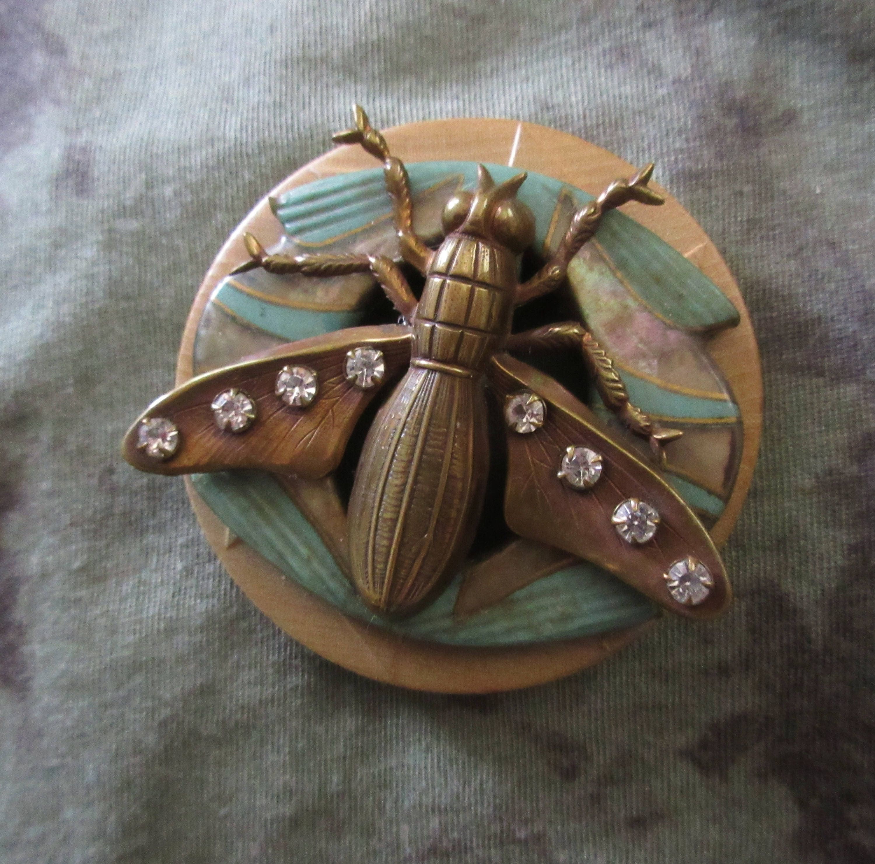 Vintage Winged Insect Pin - Original Piece Constructed from Vintage ...
