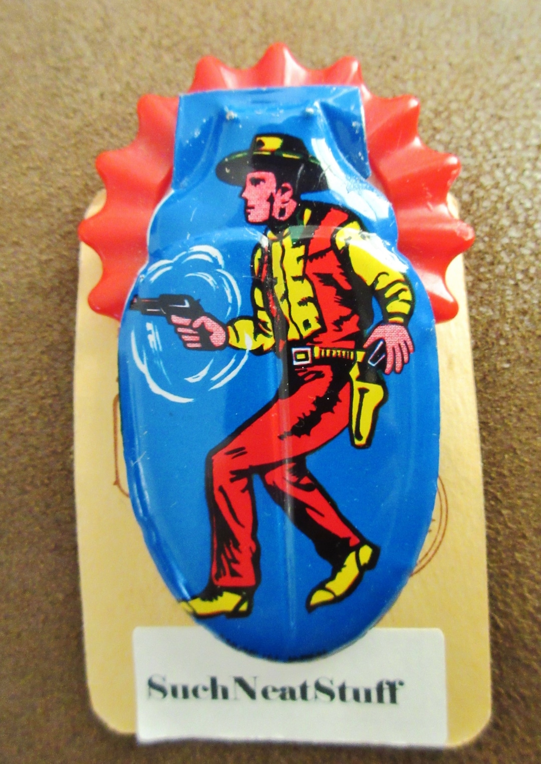 OOAK Original Cowboy Tin Clicker Brooch - Etsy