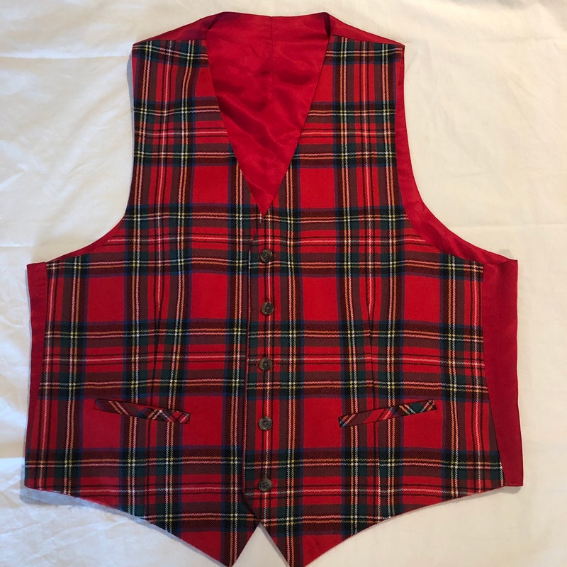 Red Plaid Vests - Etsy