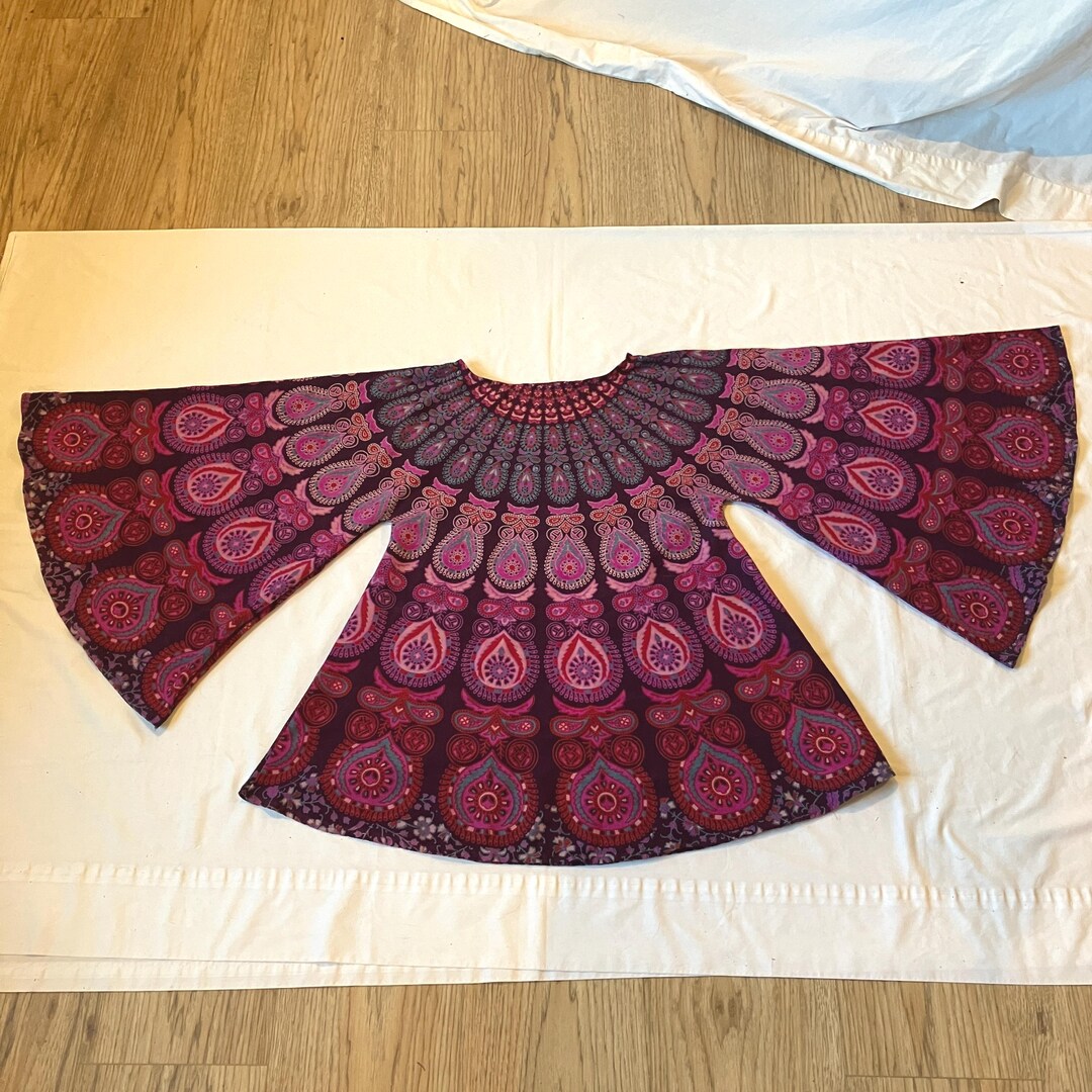 60s 70s Style Tunic Angel Sleeves Hippie Boho Festival Burning Man ...