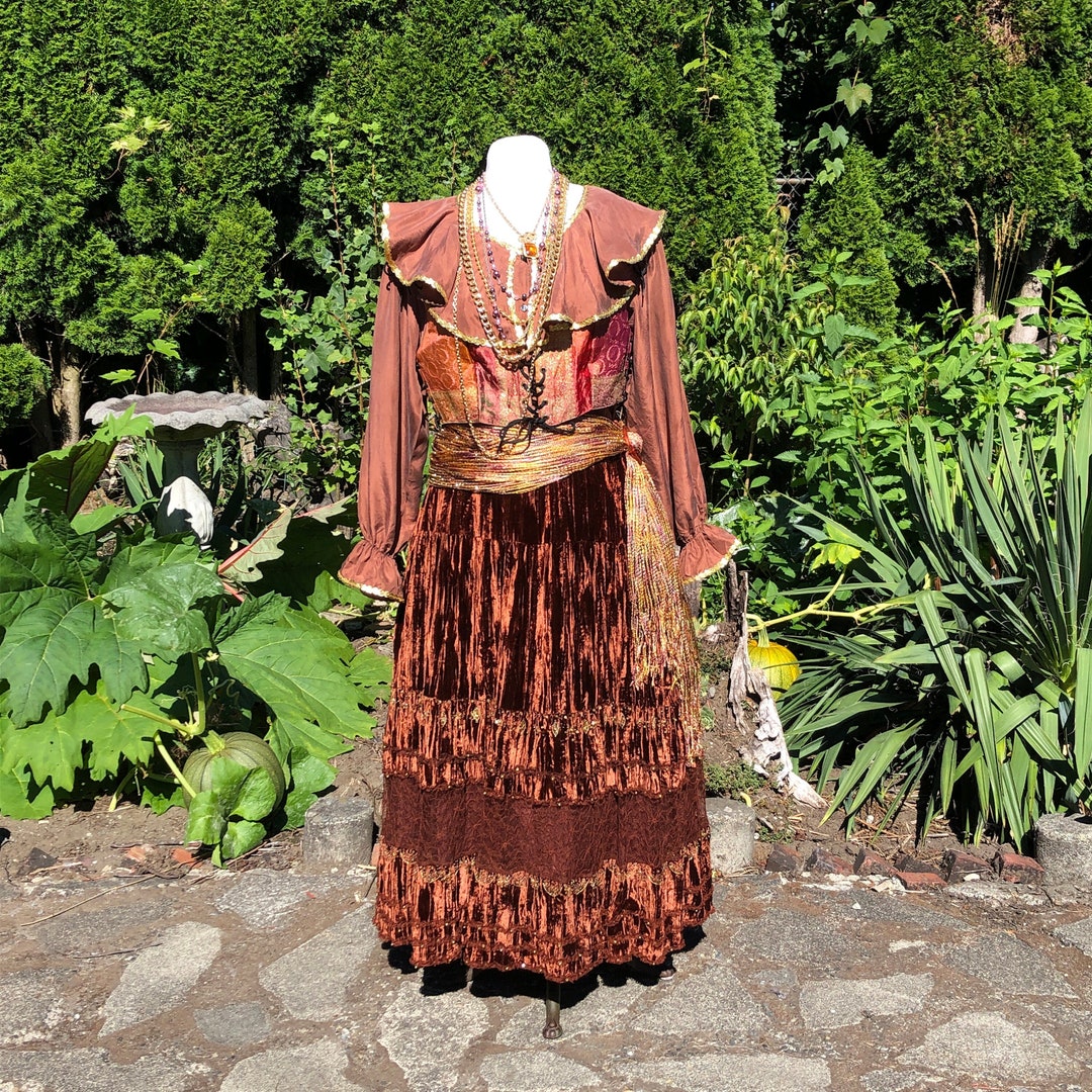 Woman's Plus Size Brown and Gold Pirate Fortune Teller Gypsy Costume ...
