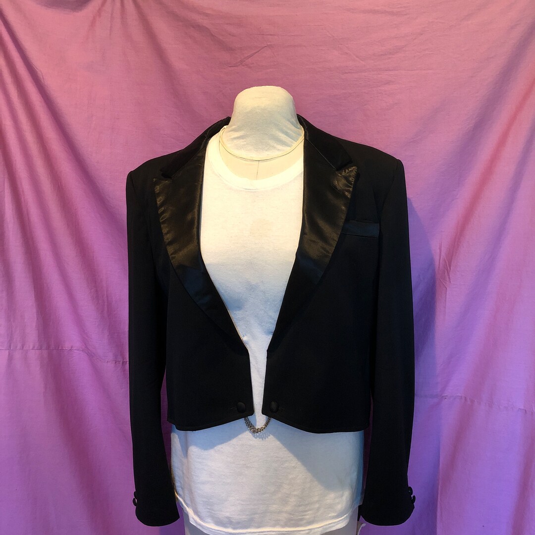Vintage Black Wool Tuxedo Cut Away Coat Jacket Tails Formal Wear ...