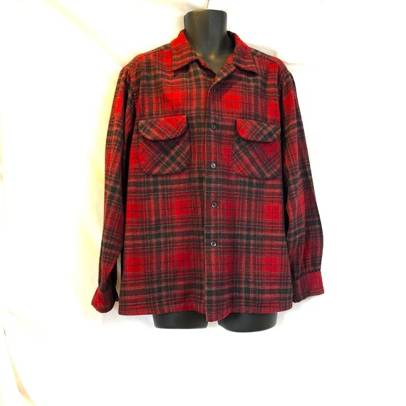 1960s 1970s Vintage Pendleton Plaid Wool Board Shirt… - Gem