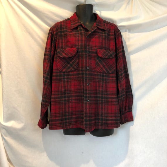 1960s 1970s Vintage Pendleton Plaid Wool Board Shirt… - Gem