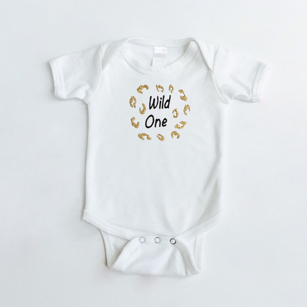 Cheetah Print Wild One Embroidered Baby One Piece | New Baby Gift, Baby ...