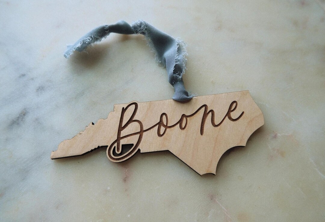 Boone North Carolina NC - Modern Birch Wood Laser Cut Engraved Ornament ...