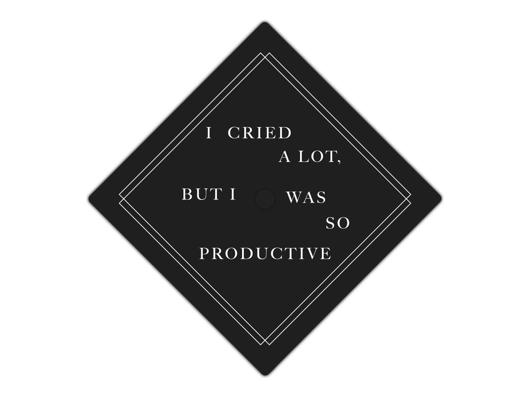 Cried a Lot so Productive Graduation Cap Vinyl Decal, Handlettered ...