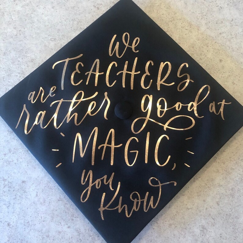 Teacher Magic Graduation Cap Vinyl Decal Handlettered Modern - Etsy