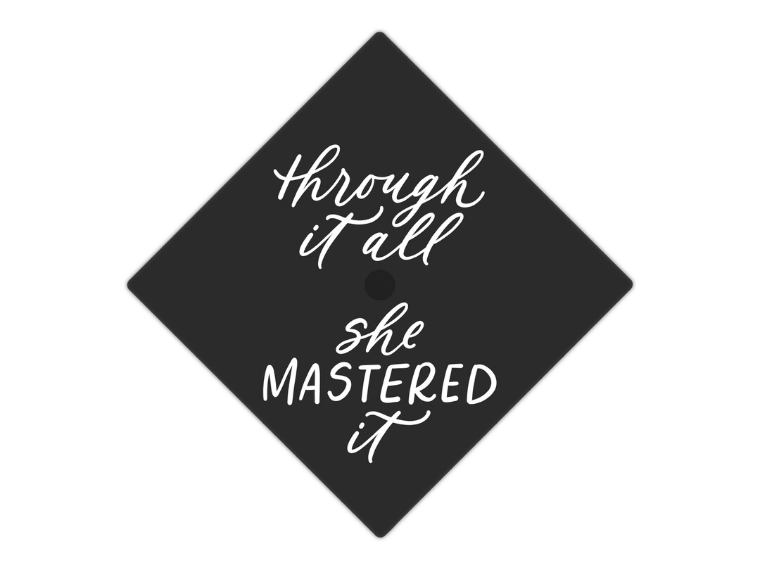 She Mastered It Master's Graduation Cap Vinyl Decal, Handlettered ...