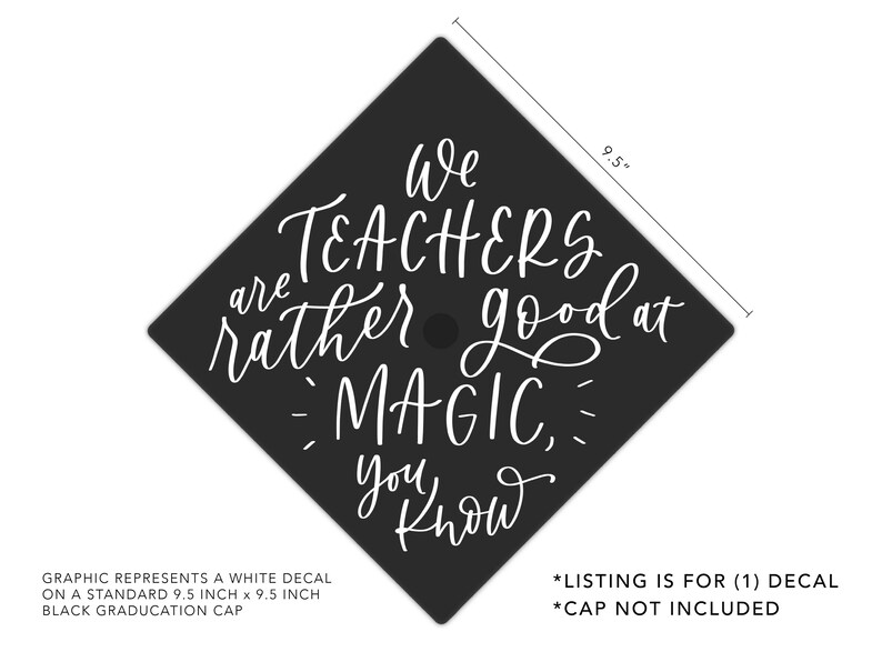 Teacher Magic Graduation Cap Vinyl Decal Handlettered Modern - Etsy