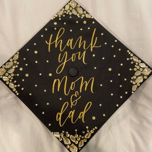 Thank You Mom & Dad Graduation Cap Vinyl Decal, Handlettered Modern ...