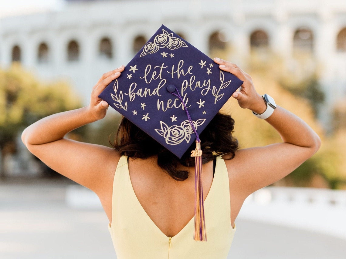 CUSTOM Floral Quote Grad Cap Decal / Graduation Modern | Etsy