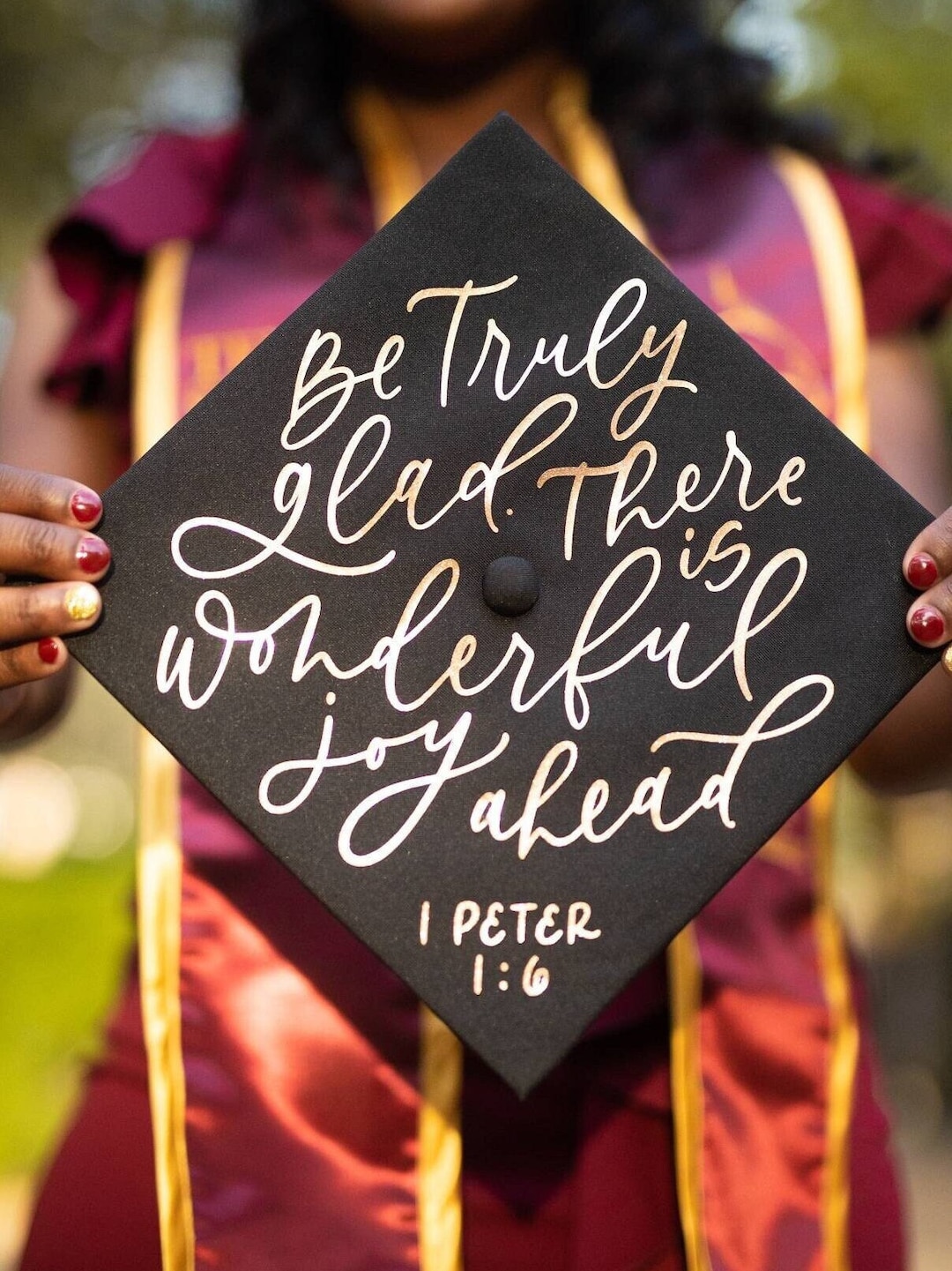 1 Peter 1:6 Graduation Cap Vinyl Decal, Handlettered Modern Calligraphy ...