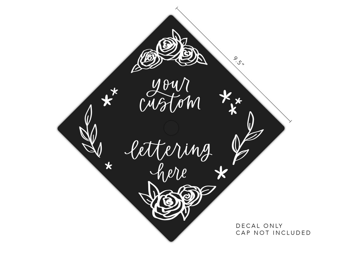 CUSTOM Floral Quote Grad Cap Decal / Graduation Modern | Etsy