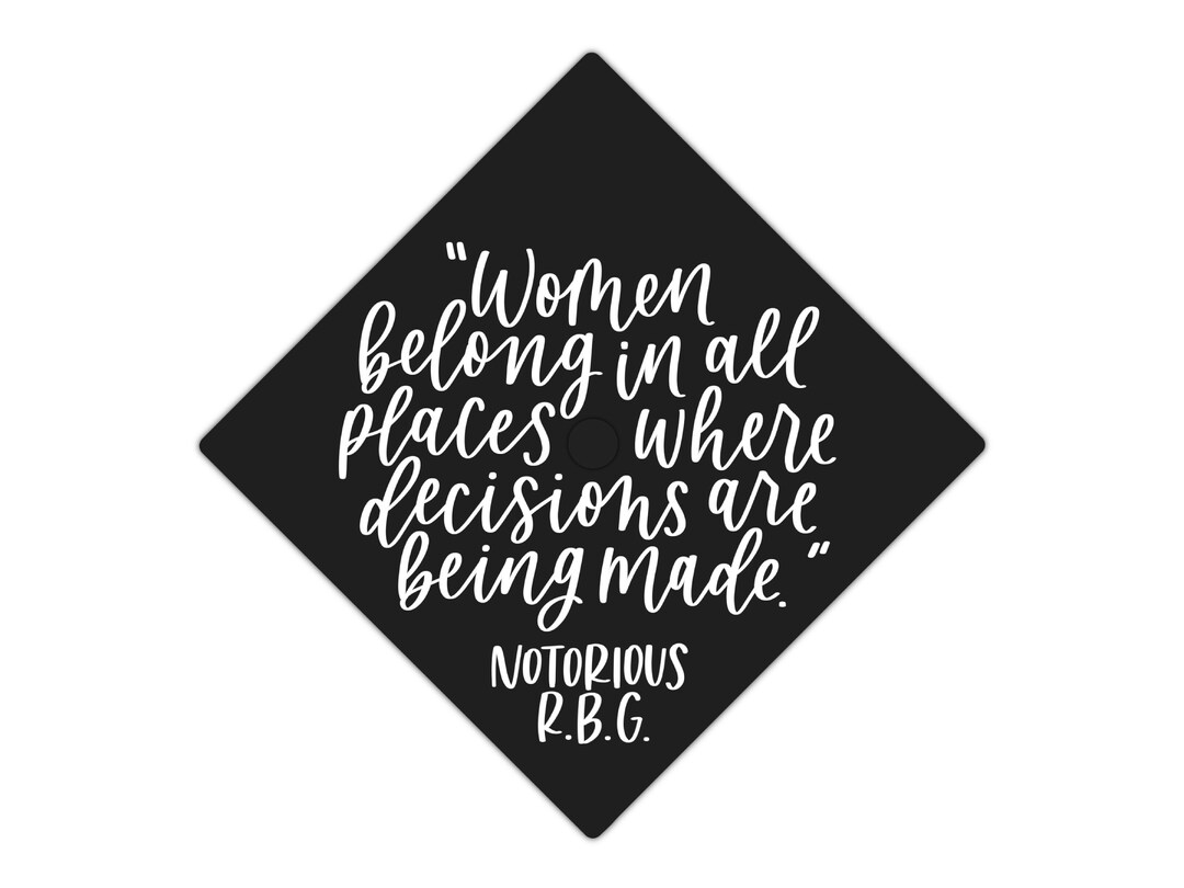 Ruth Bader Ginsburg Graduation Cap Vinyl Decal, Handlettered Modern ...