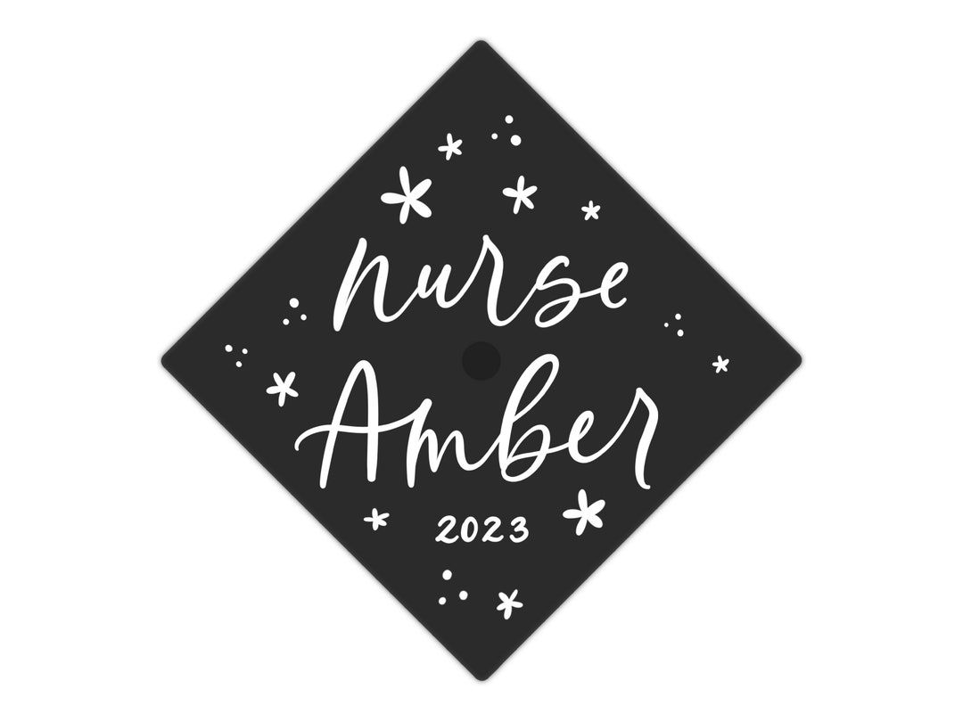 CUSTOM Nurse With Doodles Graduation Cap Vinyl Decal, Handlettered ...