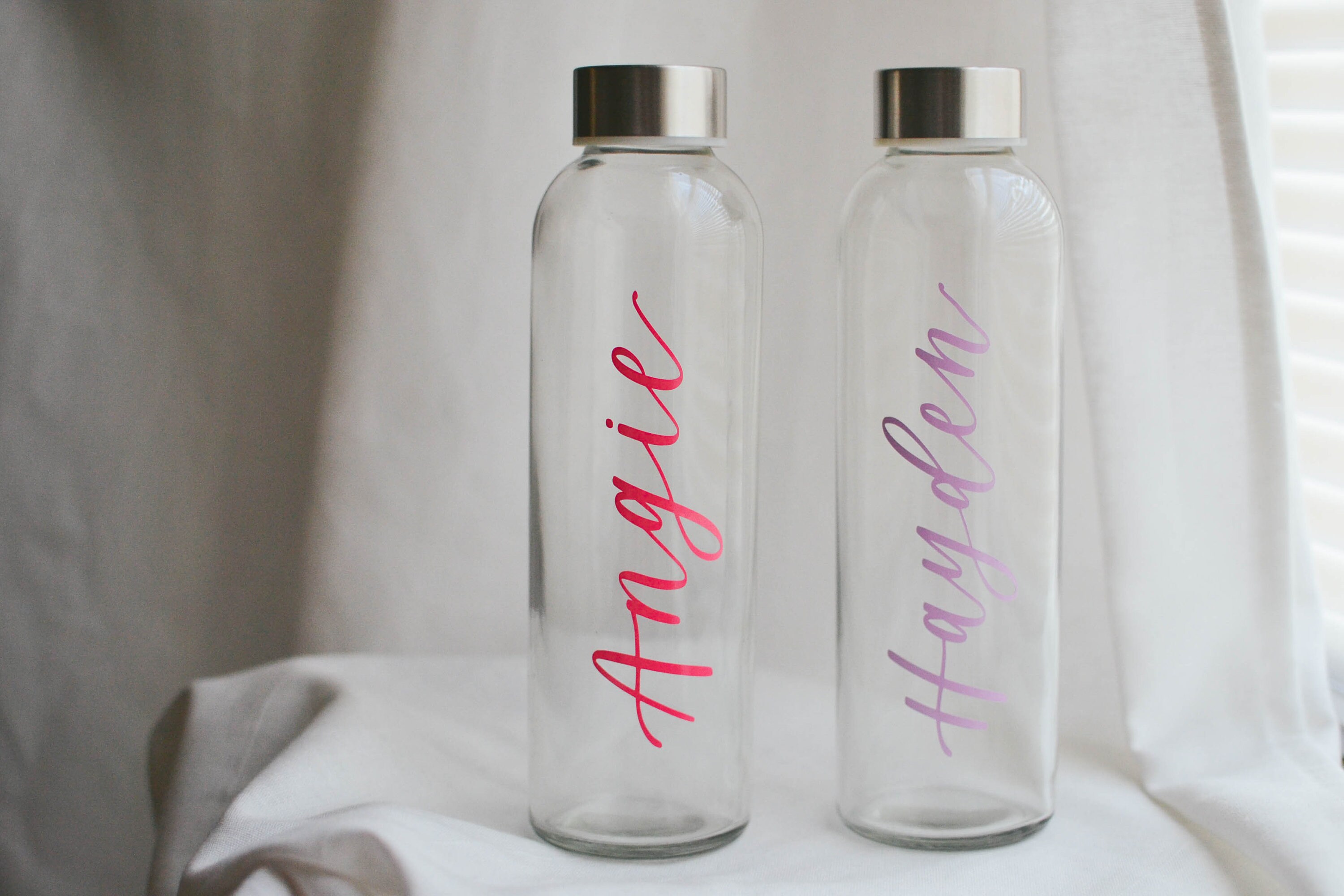 Personalized Modern Glass Water Bottle / Custom Name / Clear | Etsy
