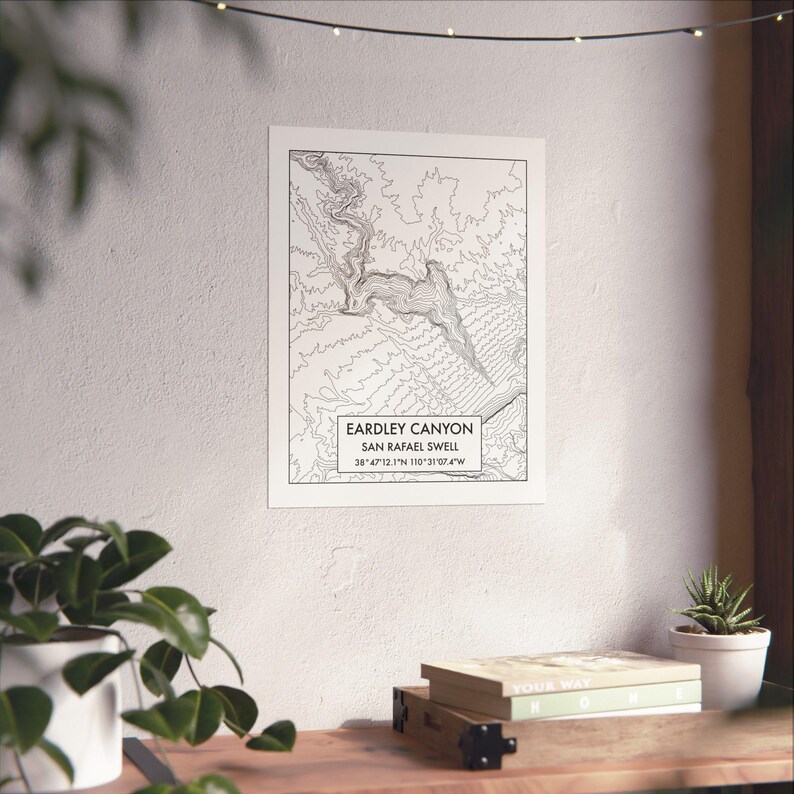 Slot Canyoneering Topography Map Poster - Eardley Canyon - San Rafael ...