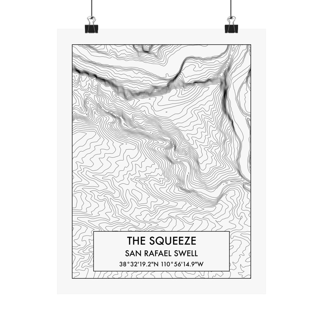 Slot Canyoneering Topography Map Poster - the Squeeze - San Rafael ...