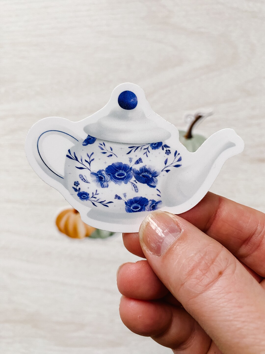 Delft Blue Floral Vintage Teapot Vinyl Die-cut Sticker - Etsy