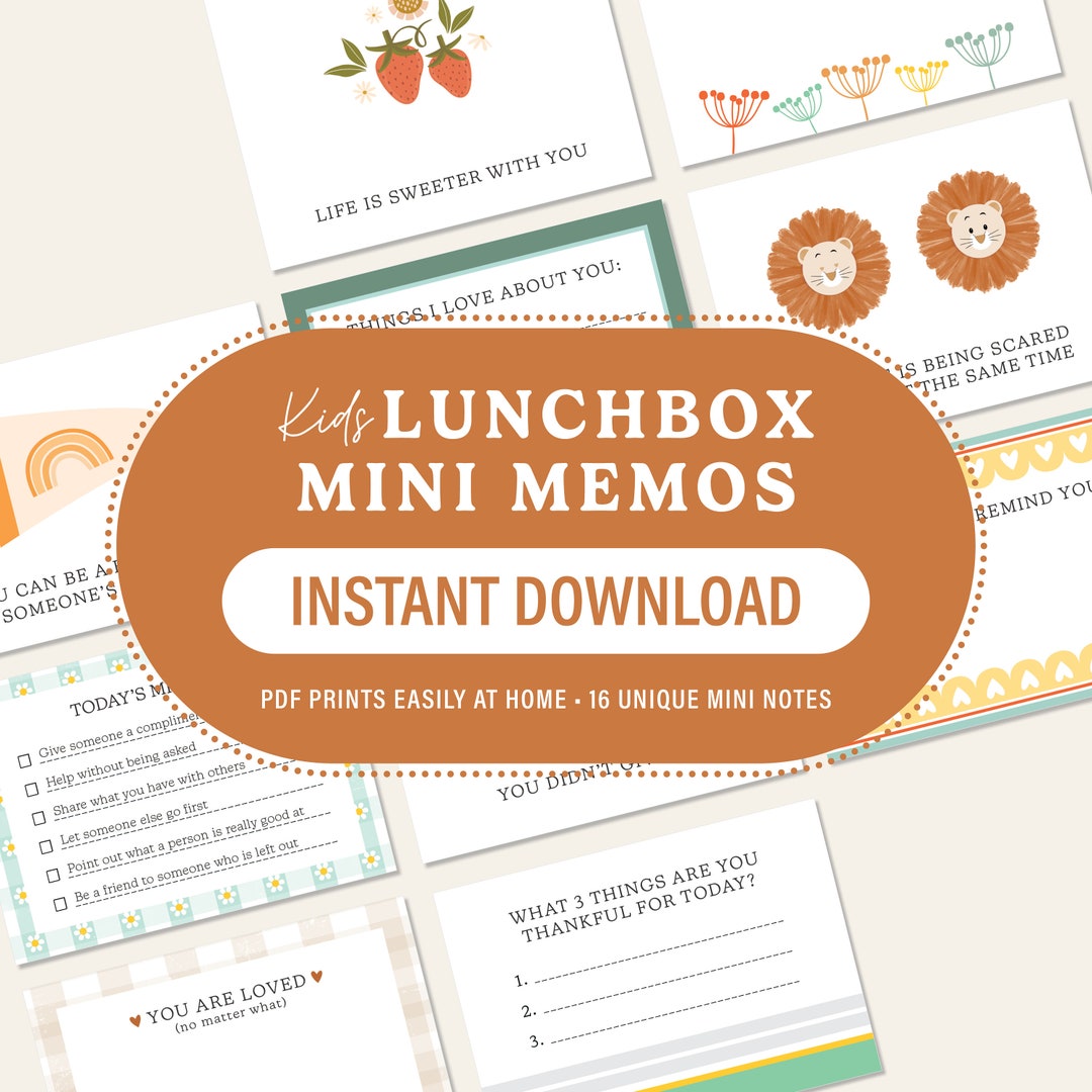 Mini Memos Lunchbox Notes | Cute Notes for Children | Printable Back to ...