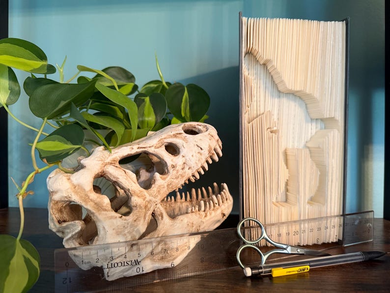 T-rex Dinosaur Book Folding Pattern | Cut and Fold Embossed Design ...