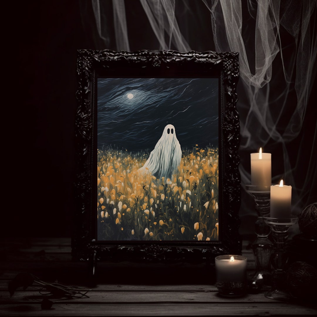 PRINTABLE Halloween Wall Art, Ghosts in Haunted Forest Painting ...