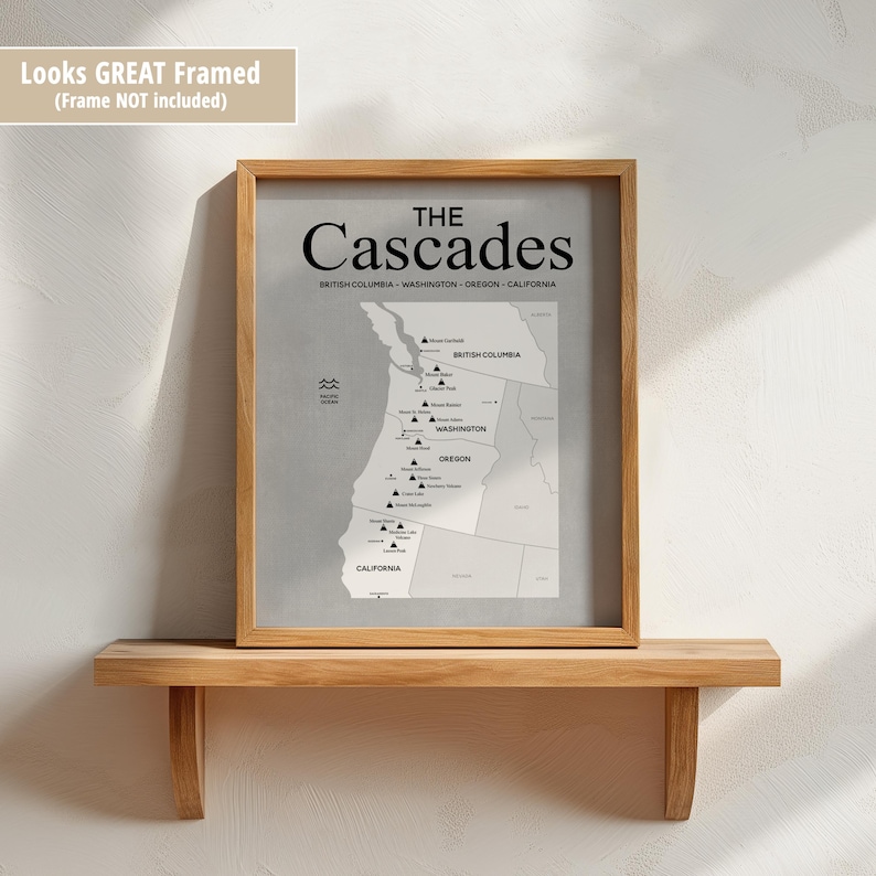 Cascades Map Print: Pacific Northwest Mountain Range Art - Etsy