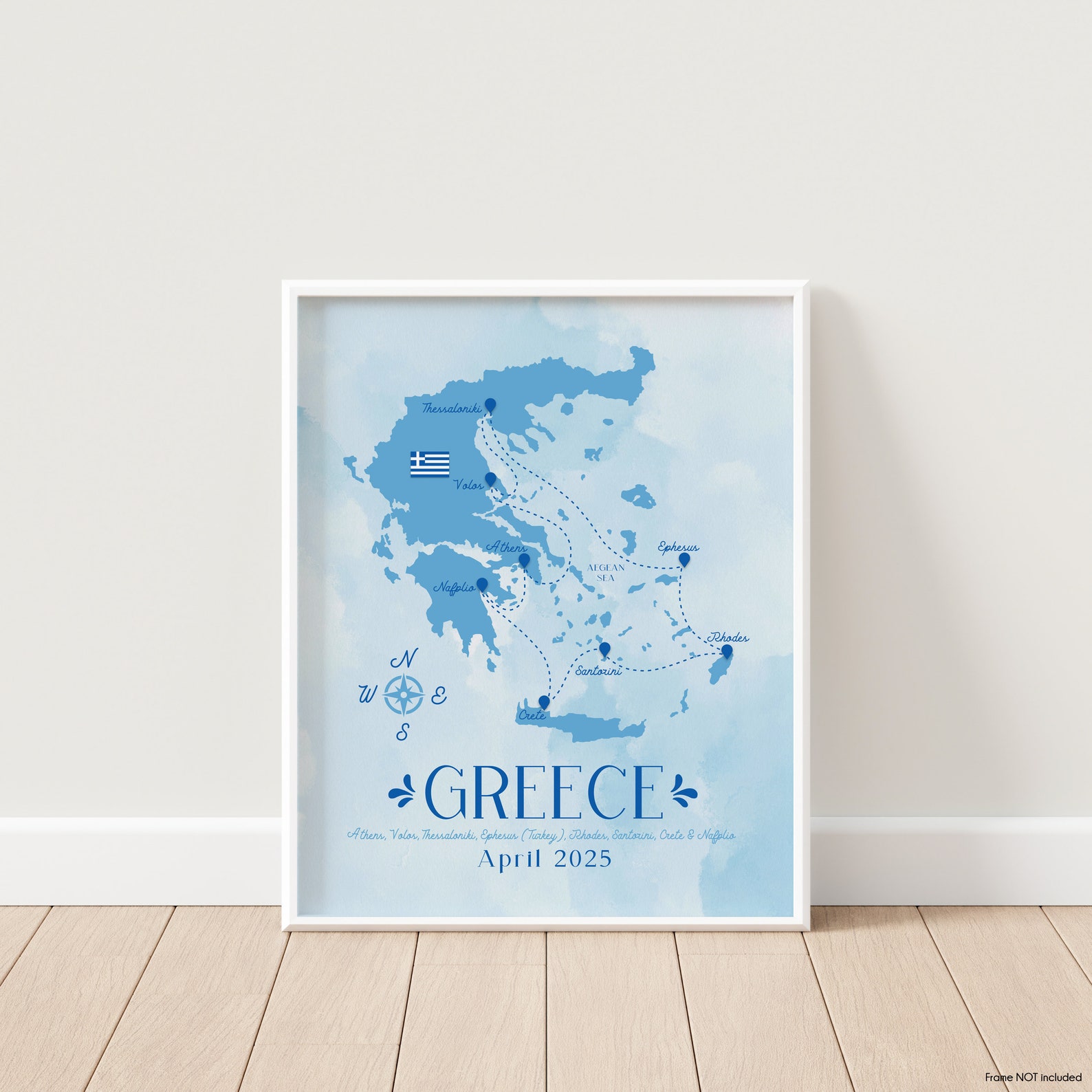 Greece Map, Personalized Travel Route for Greek Isles, Santorini ...