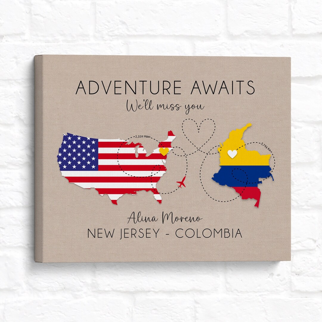 Moving to Another Country Personalized Map Gift, Office Employee ...