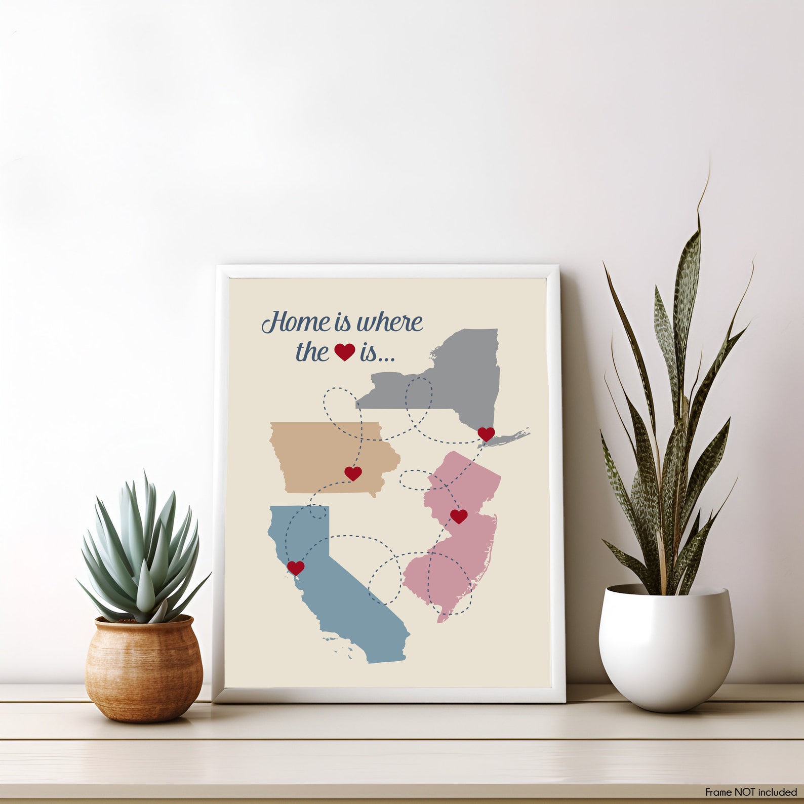 Personalized Family Map Art Print, up to 4 Locations - Etsy