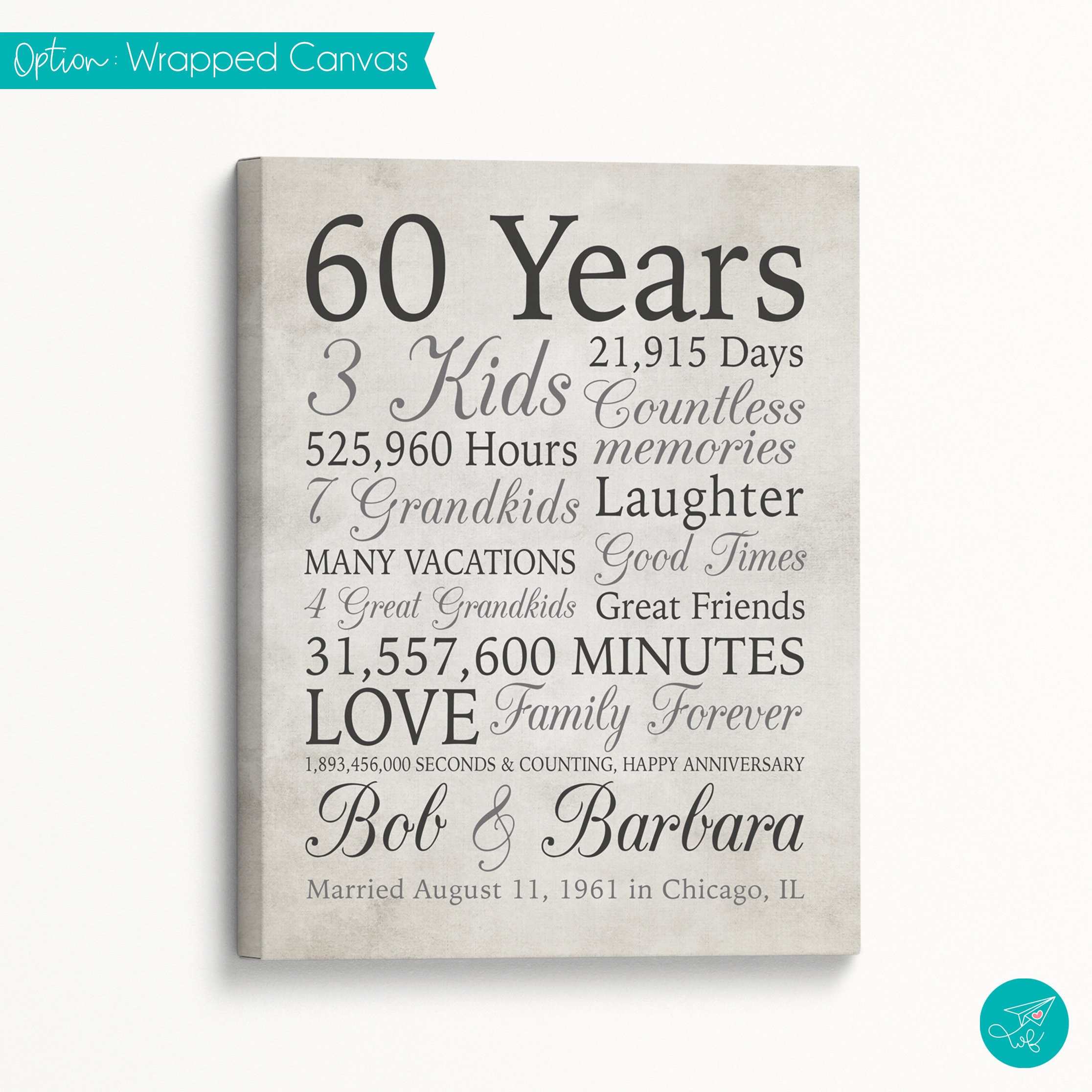 60th Anniversary Gift 60 Years Married Or Any Year Gift For Grandma 60th-anniversary-gift-60-years-married-or-any-year-gift-for-grandma