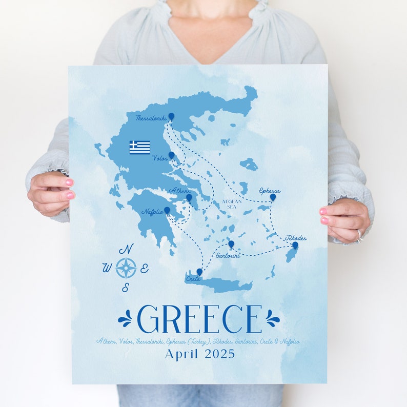 Greece Map, Personalized Travel Route for Greek Isles, Santorini ...