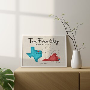 Long Distance Friendship Map Print: Moving Gift, State to State - Etsy