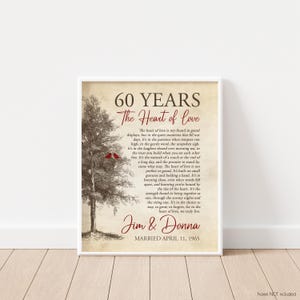 60th Anniversary Gift - Personalized Poem Art Print With Tree & Birds ...