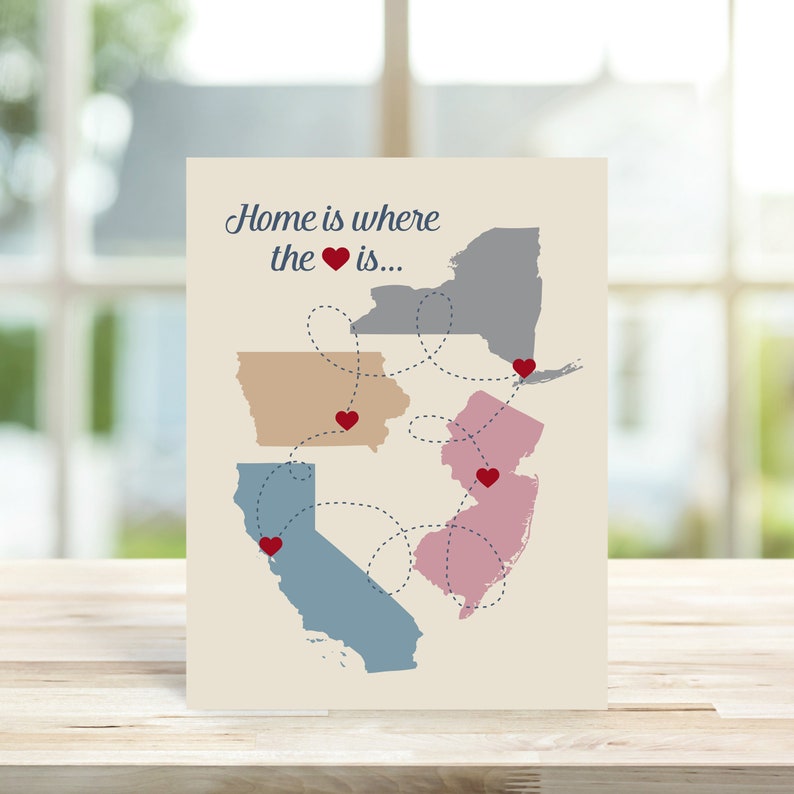 Personalized Family Map Art Print, up to 4 Locations - Etsy
