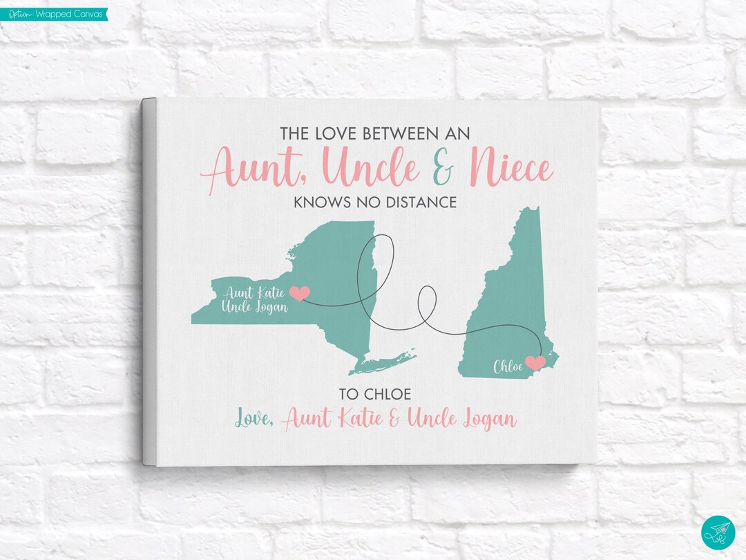 Personalized Niece Map Art Print: Aunt & Uncle Gift - Etsy