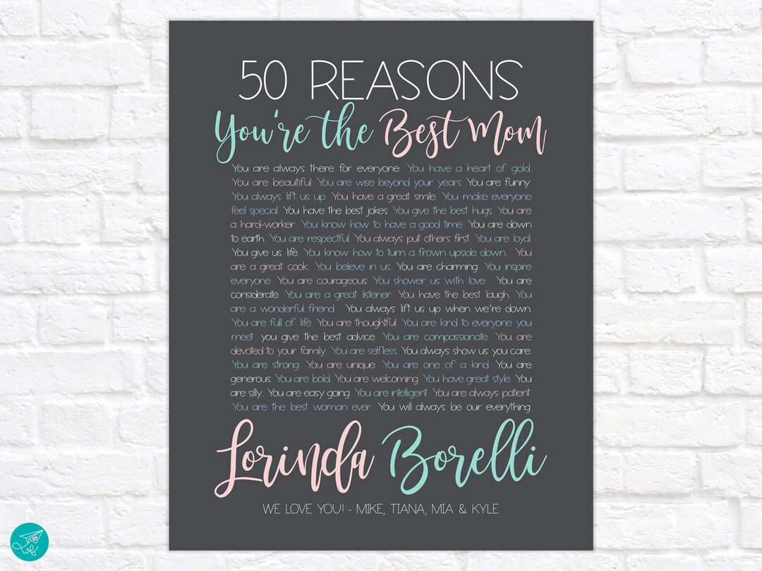 50 Reasons Youre the Best Mom Birthday Gift for Her, Gift for Mom on ...