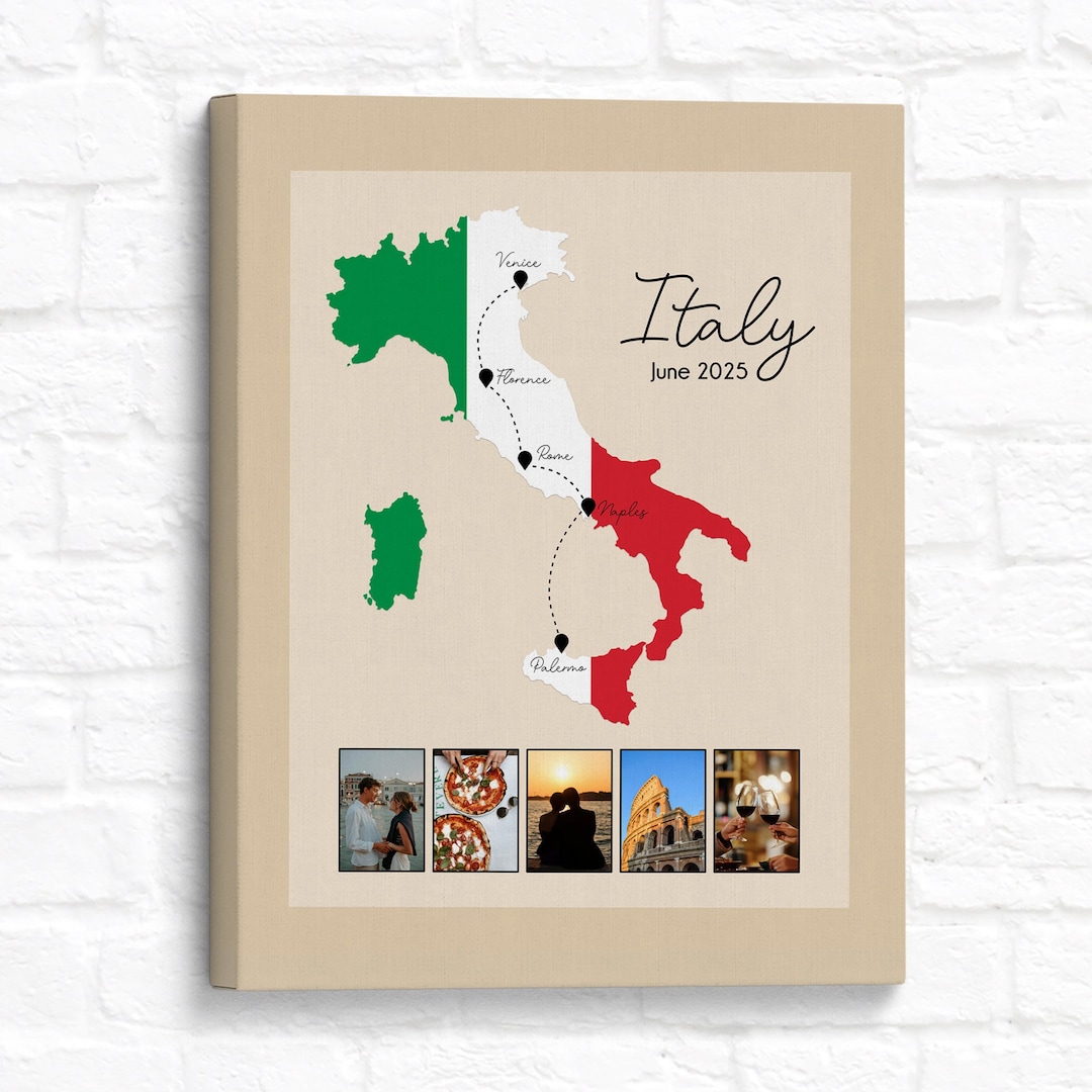 Personalized Italy Travel Map: Photo Collage, Italian Vacation Art - Etsy