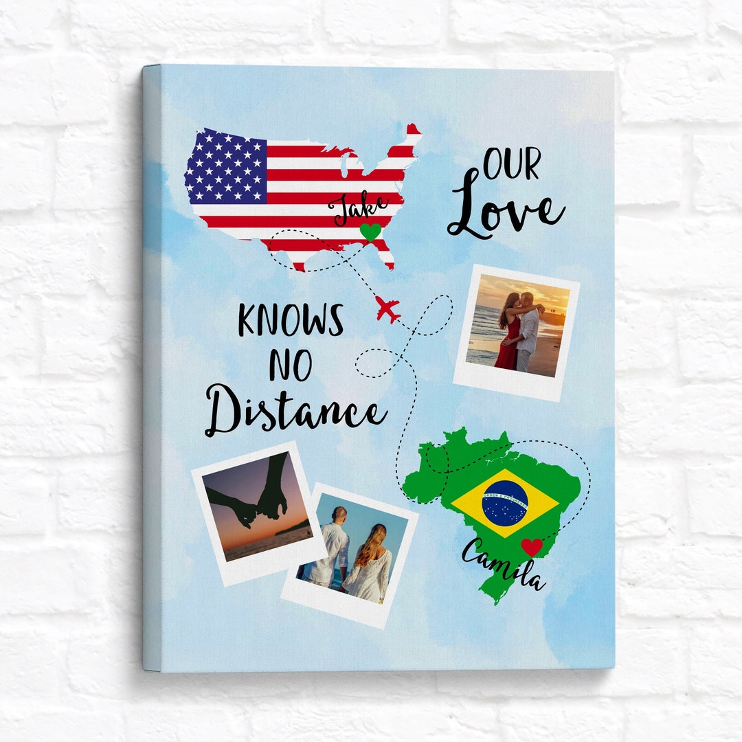 Long Distance Relationship Maps Gift for Boyfriend, Girlfriend Overseas ...