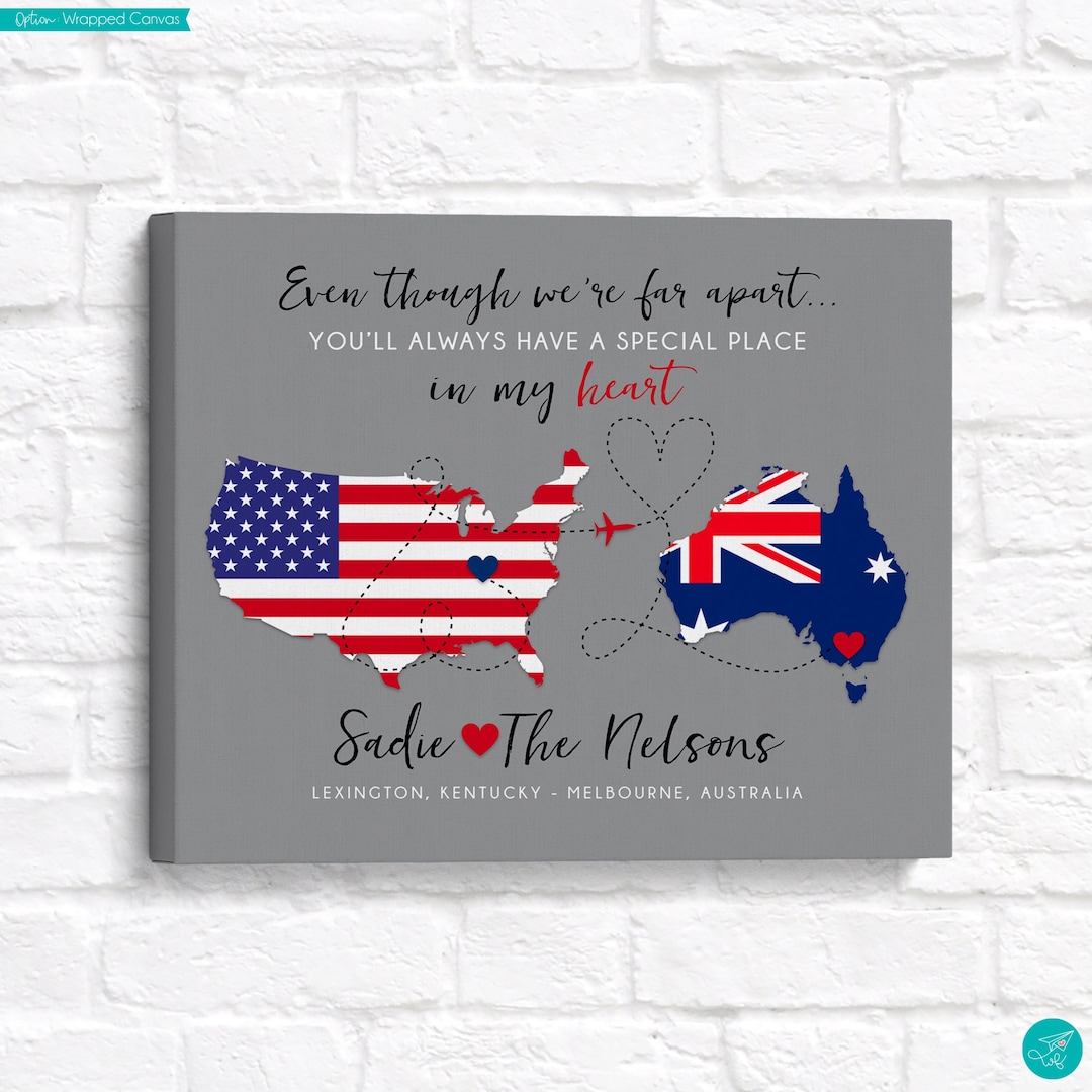 USA to Australia Maps, Personalized Goodbye Gift for Someone Moving to ...