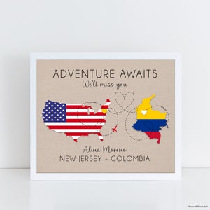 Moving to Another Country Personalized Map Gift, Office Employee ...