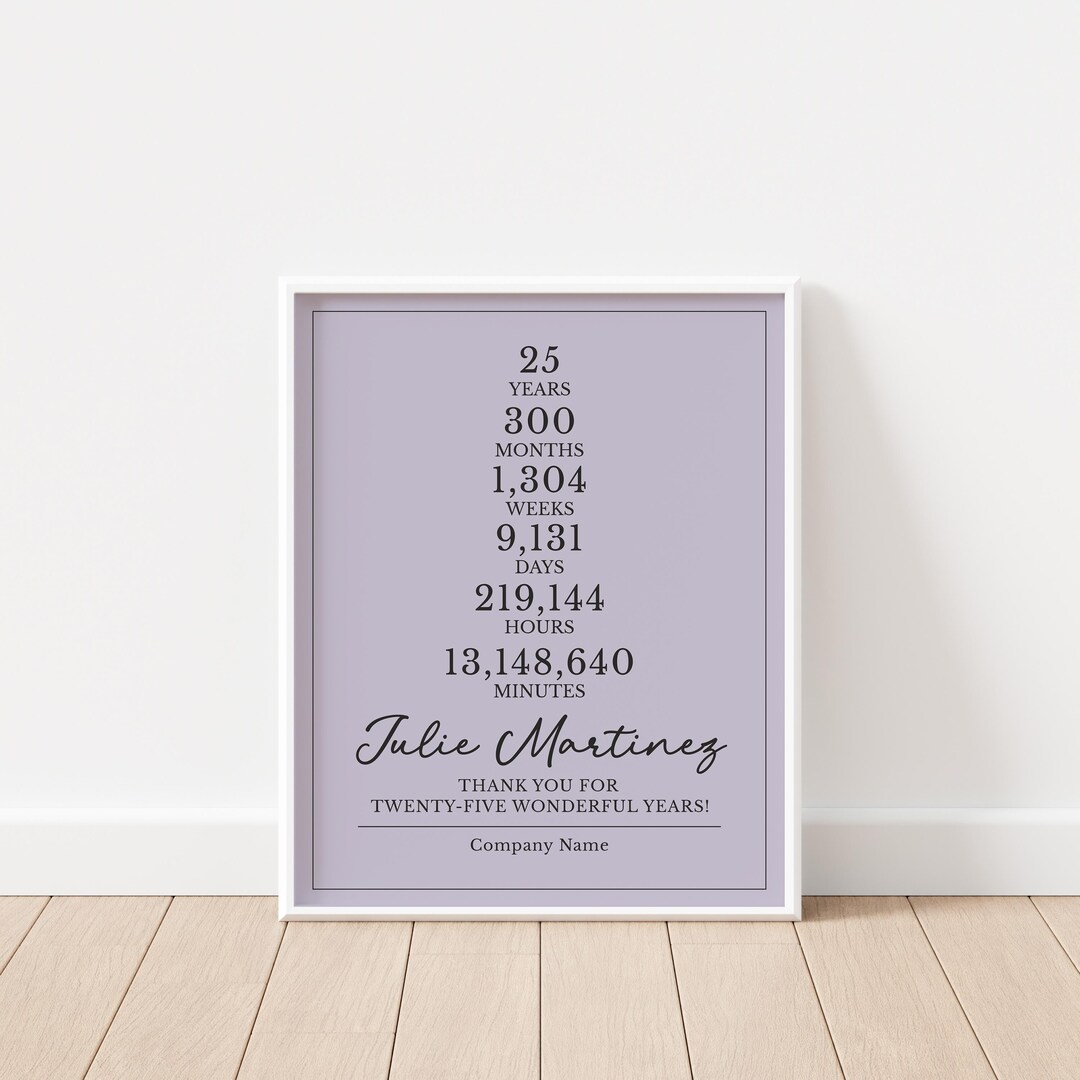 Personalized Work Anniversary Plaque: Time Spent at Company - Etsy