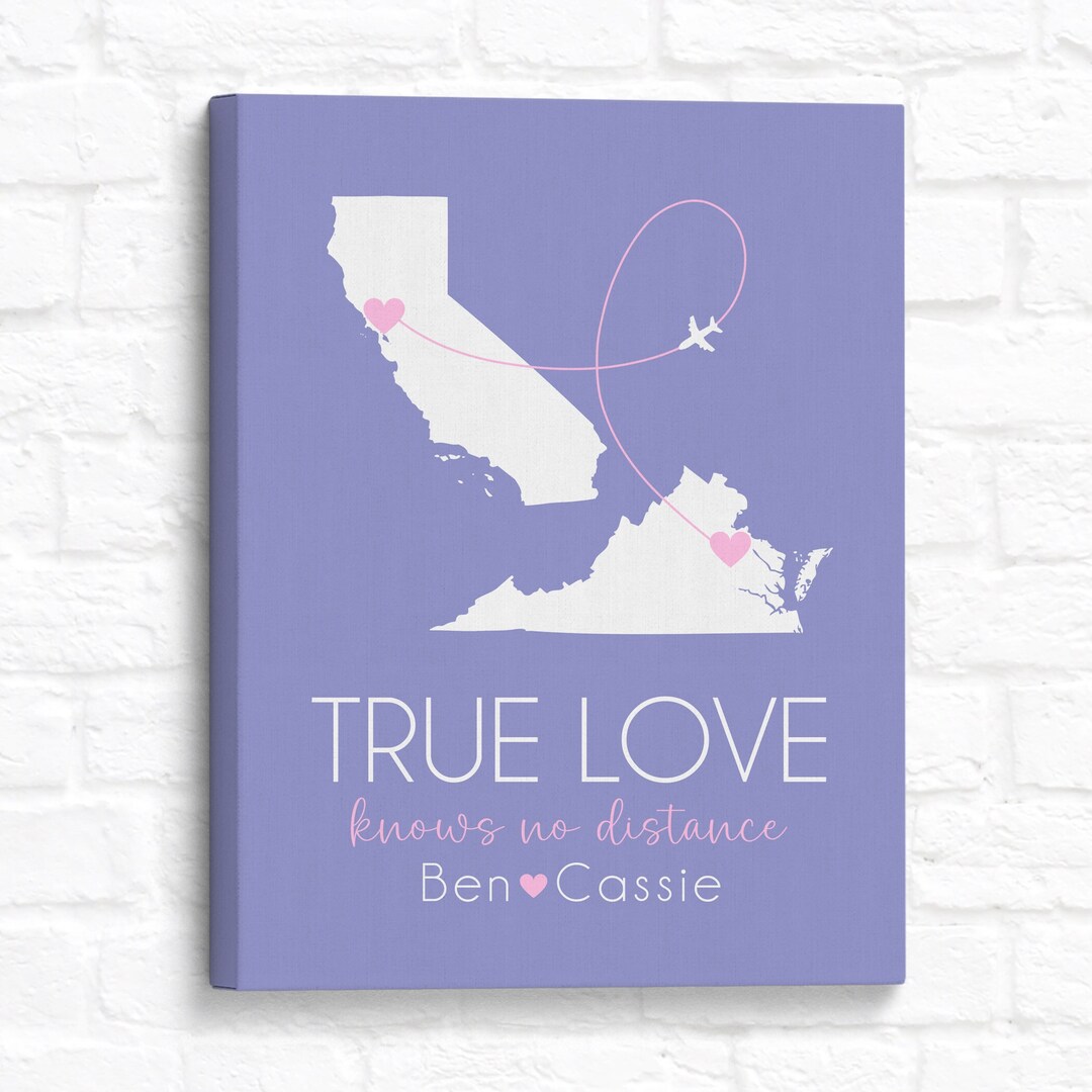 Long Distance Relationship Map Art, Gift for Girlfriend in Another ...